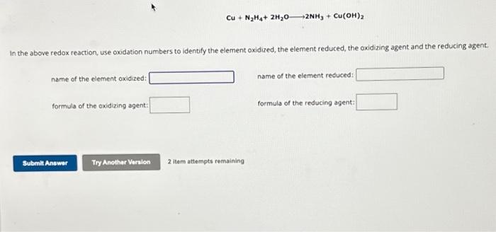 Solved In the above redox reaction, use oxidation numbers to | Chegg.com
