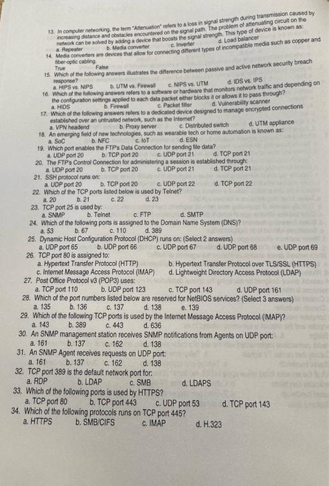 13. in computer netwoking tee tom 'Keenuabon' selon | Chegg.com