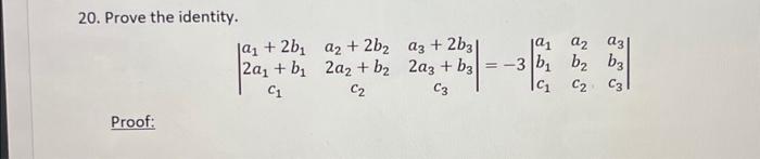 Solved 20. Prove the identity. | Chegg.com
