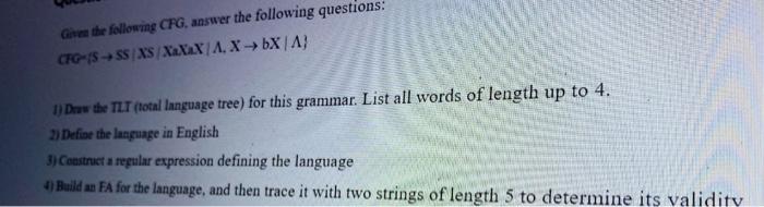 Solved Given the following CFG, answer the following | Chegg.com