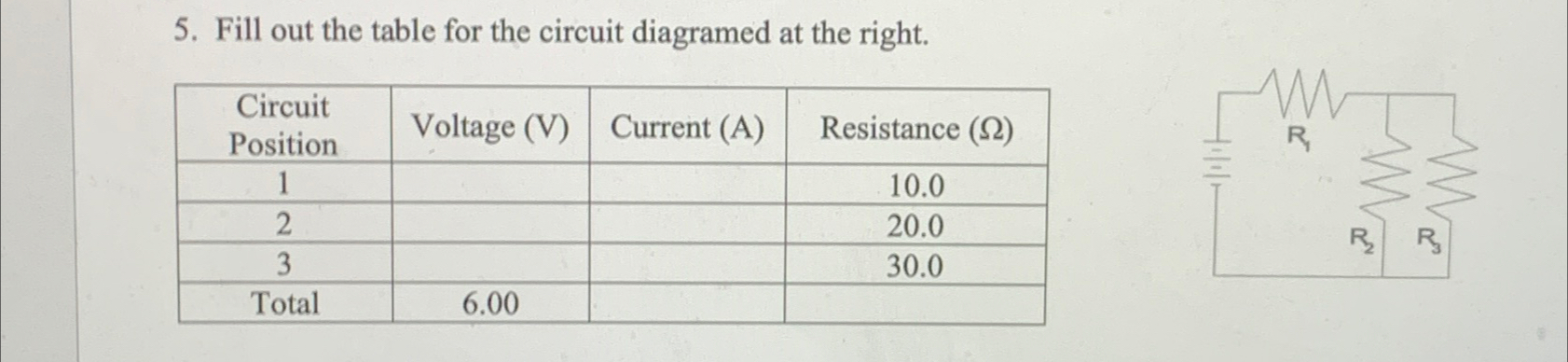 Solved Fill out the table for the circuit diagramed at the | Chegg.com