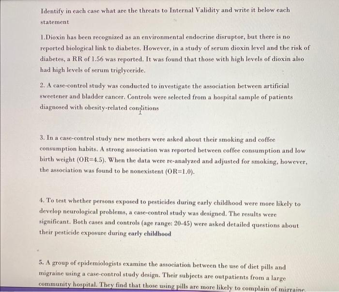 Solved Identify in each case what are the threats to | Chegg.com