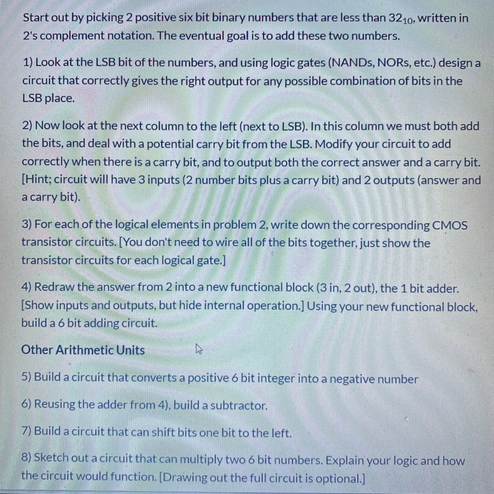 Solved Start out by picking 2 positive six bit binary | Chegg.com