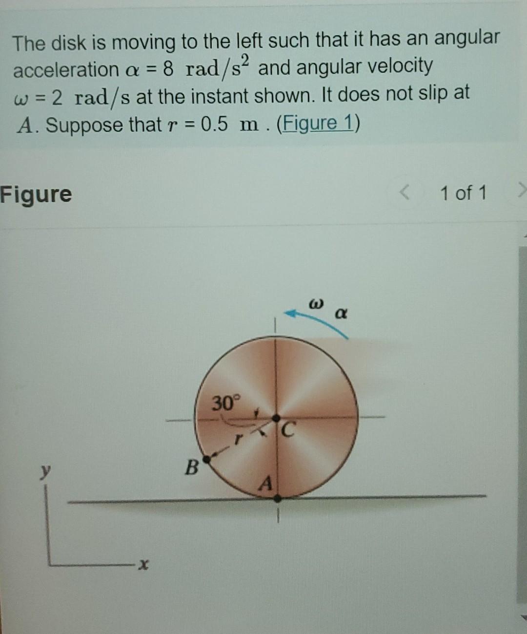 Solved The disk is moving to the left such that it has an | Chegg.com