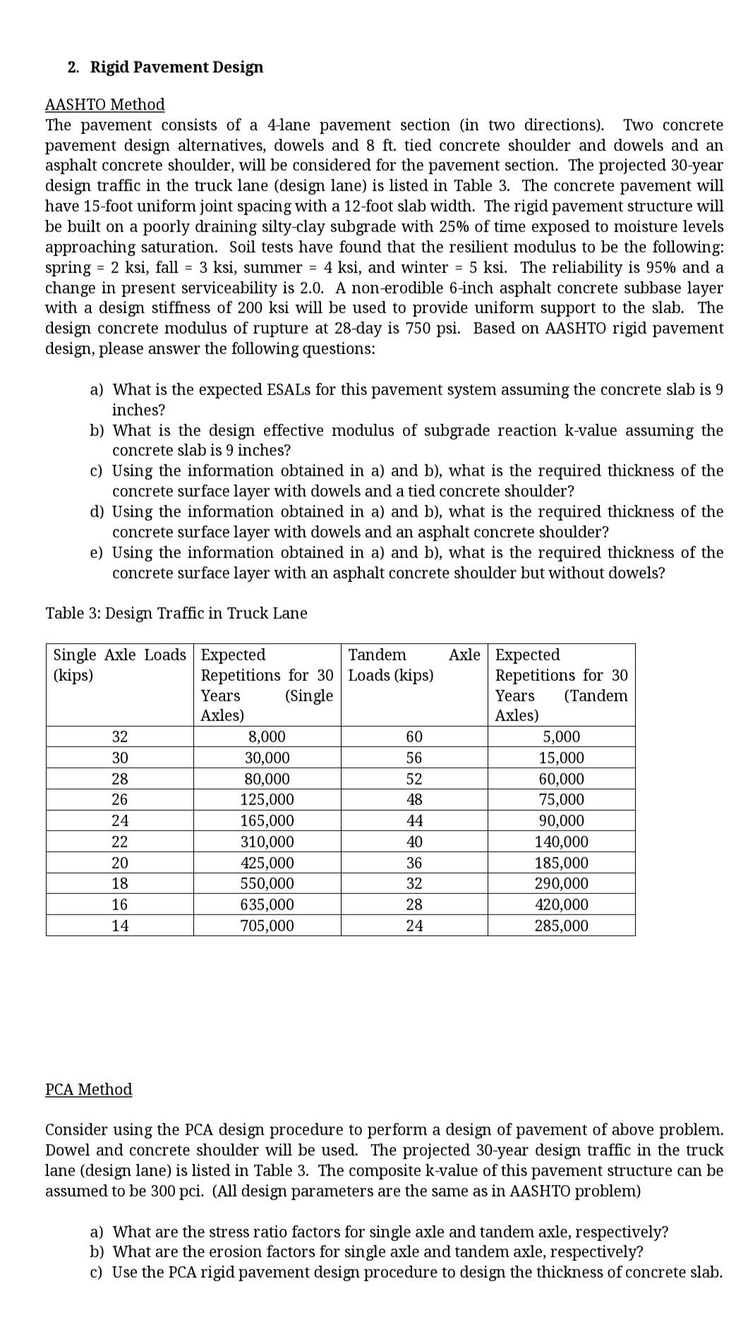 2. Rigid Pavement Design AASHTO Method The pavement | Chegg.com