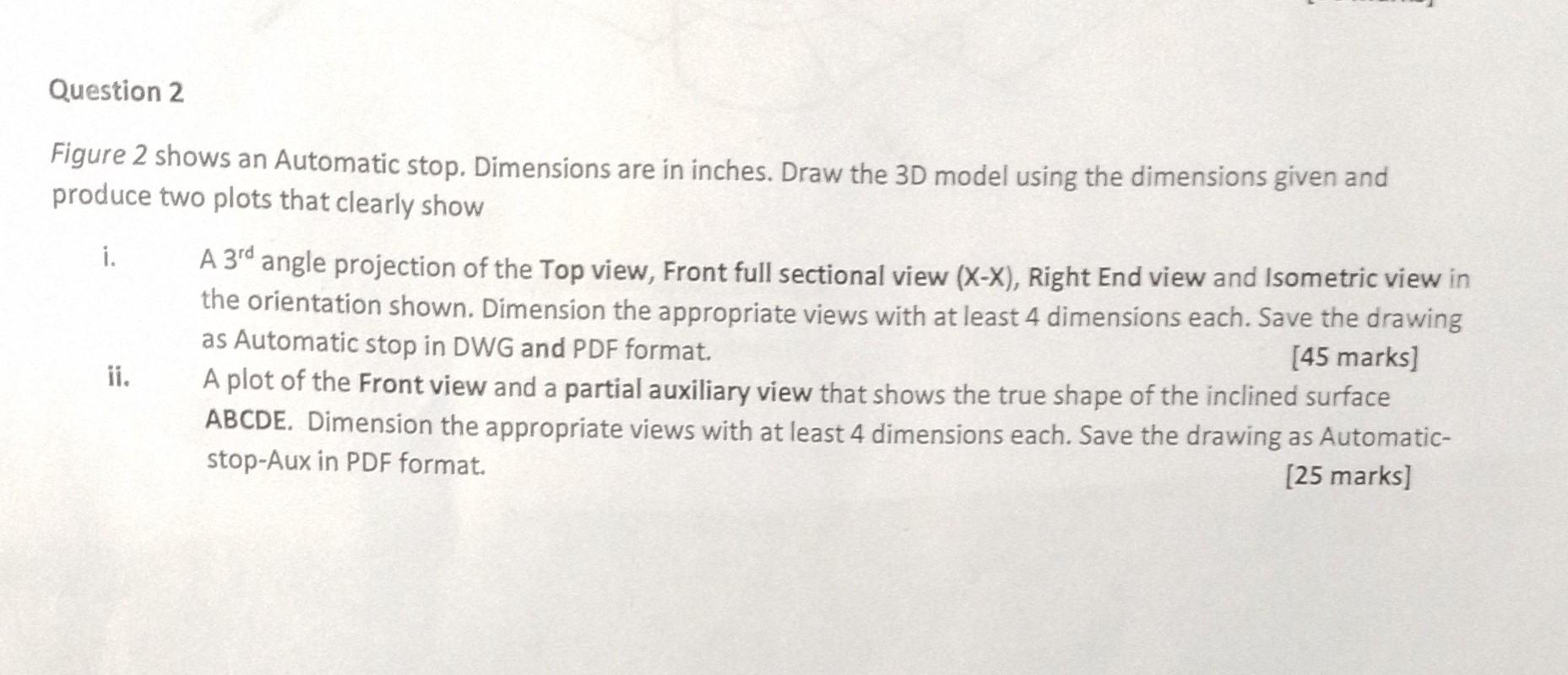 Solved Figure 2: Automatic Stop Dimensions in inchesFigure 2 | Chegg.com