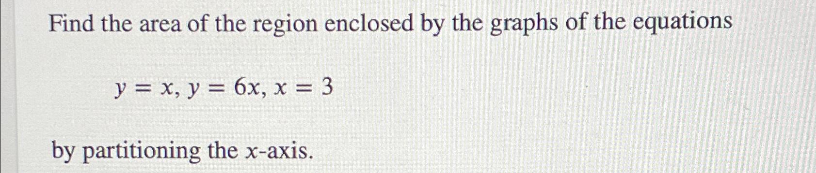 Solved Find the area of the region enclosed by the graphs of | Chegg.com