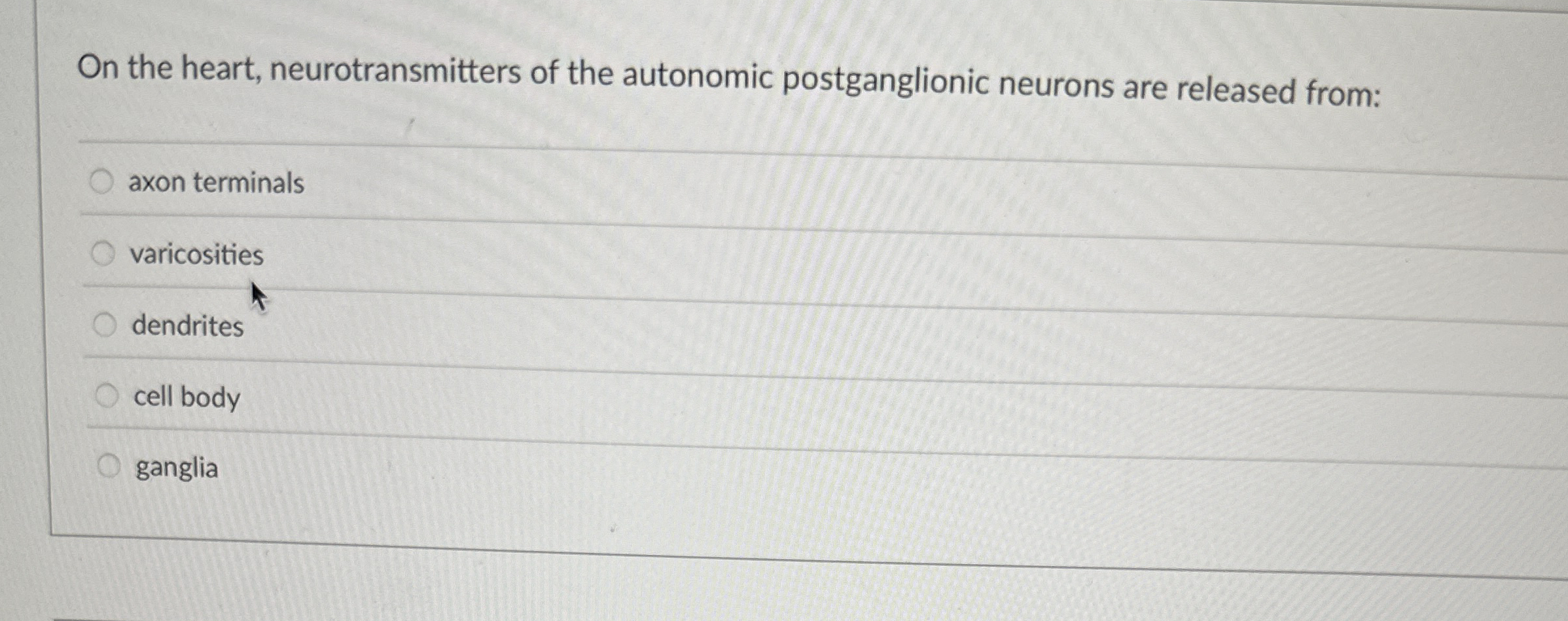 Solved On the heart, neurotransmitters of the autonomic | Chegg.com