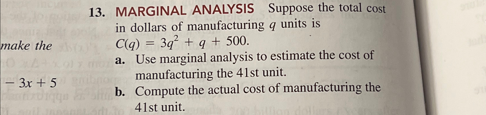 Solved MARGINAL ANALYSIS Suppose the total cost in dollars | Chegg.com