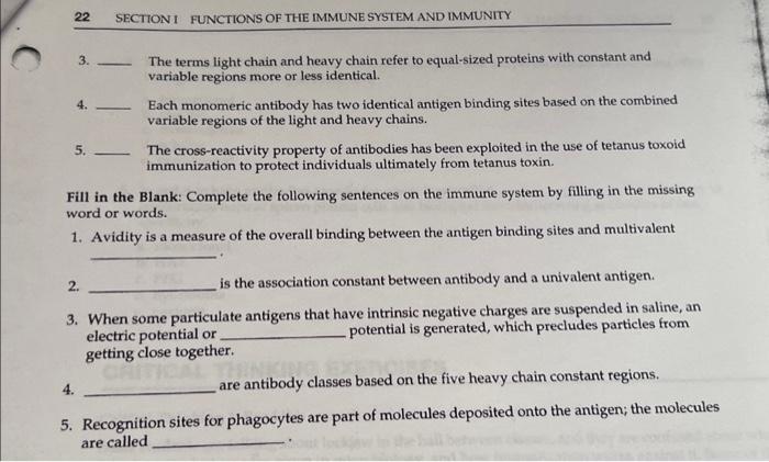 Solved 3. 4. 5. 5. . The terms light chain and heavy chain | Chegg.com