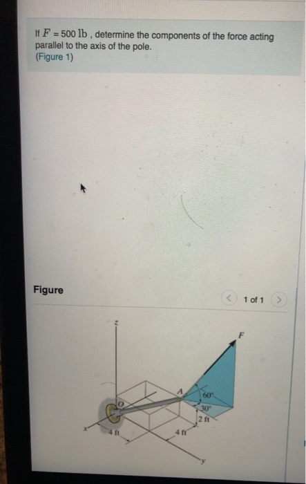 Solved If F = 500 lb, determine the components of the force | Chegg.com