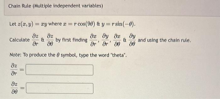 Solved Chain Rule (Multiple independent variables) Let | Chegg.com