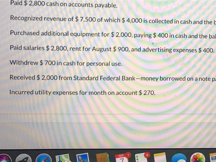 Solved Paid $ 2,800 cash on accounts payable. Recognized | Chegg.com