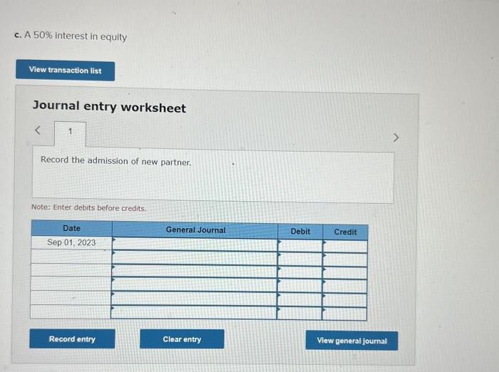 Solved b. A 20% interest in equity Journal entry worksheet | Chegg.com