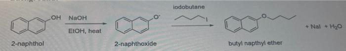 Solved iodobutane +Nal+H2O 2-naphthol 2-naphthoxide butyl | Chegg.com