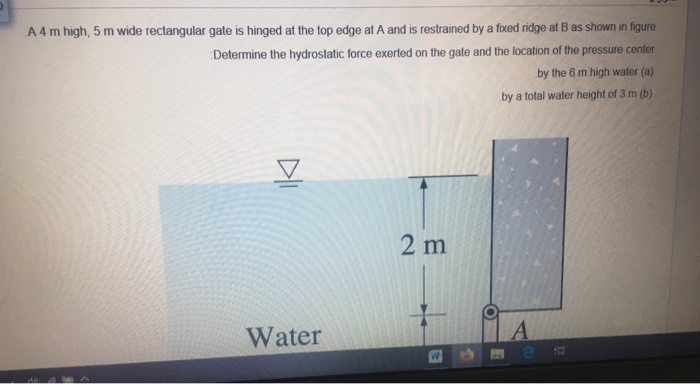 Solved A 4 m high, 5 m wide rectangular gate is hinged at | Chegg.com