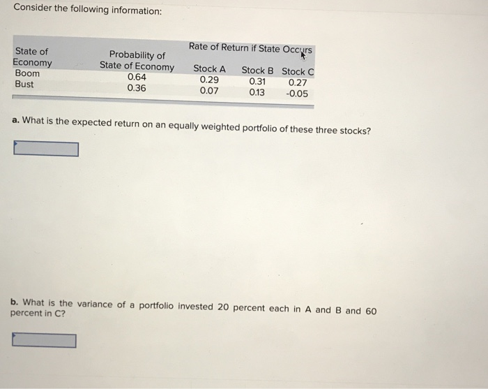 Solved Consider the following information: Rate of Return if | Chegg.com