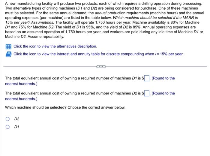 Solved A new manufacturing facility will produce two | Chegg.com