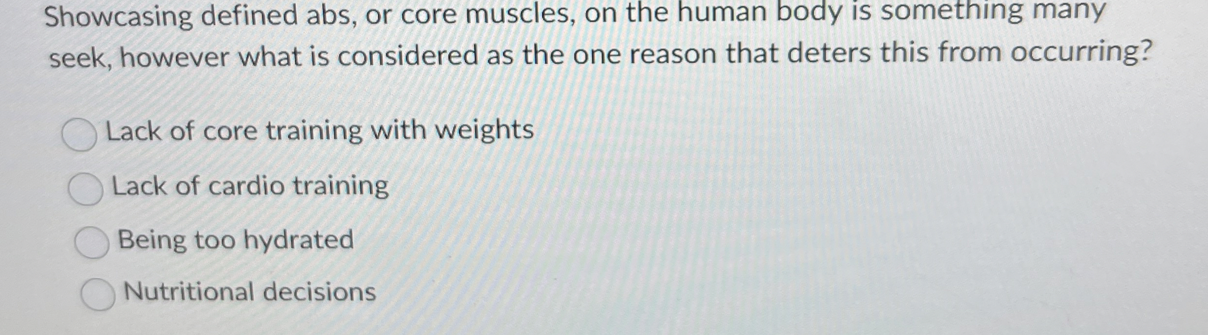 Solved Showcasing defined abs, ﻿or core muscles, on the | Chegg.com