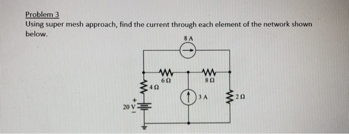 Solved Problem 3 Using super mesh approach, find the current | Chegg.com