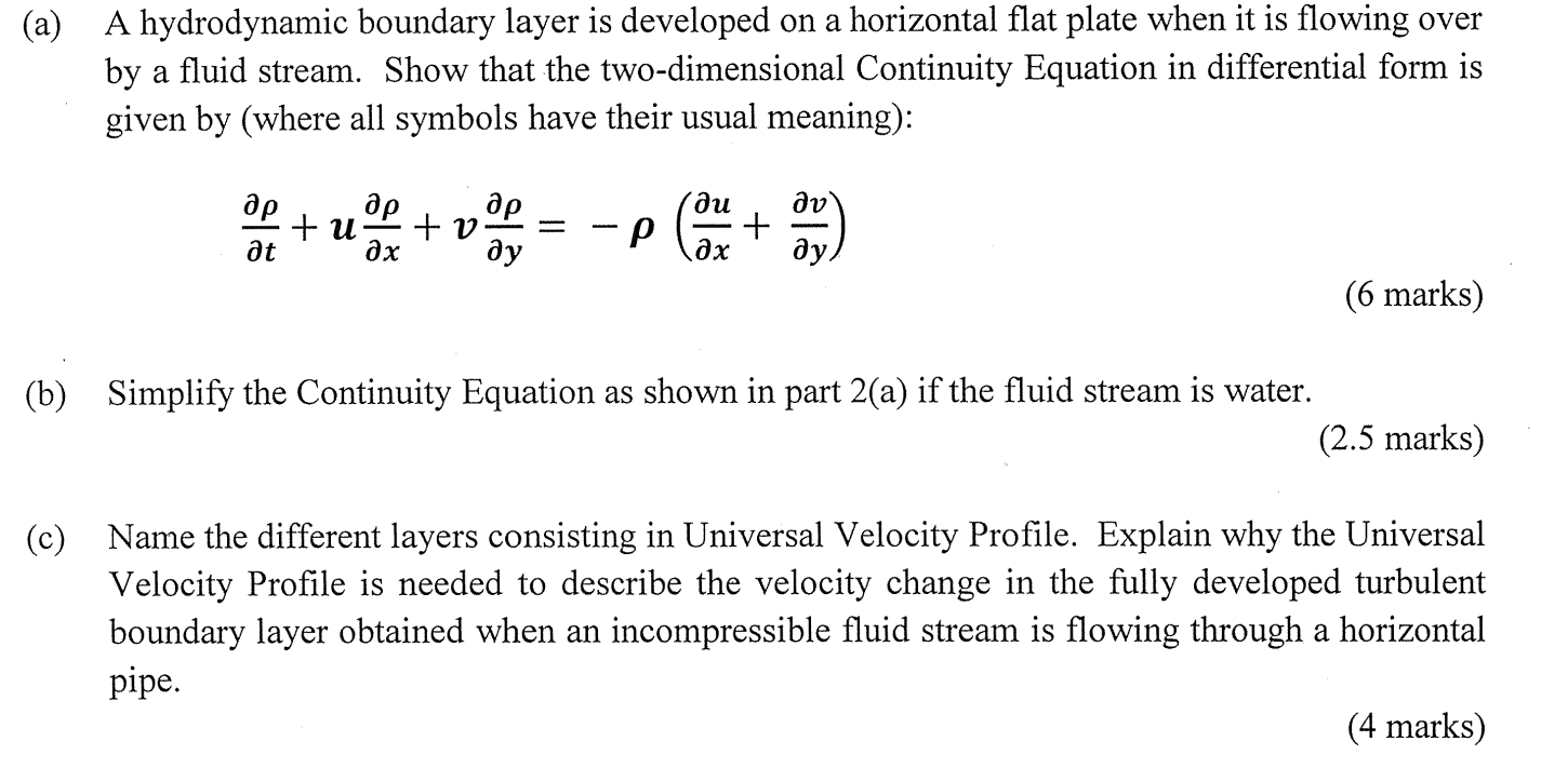 Solved (a) ﻿A hydrodynamic boundary layer is developed on a | Chegg.com