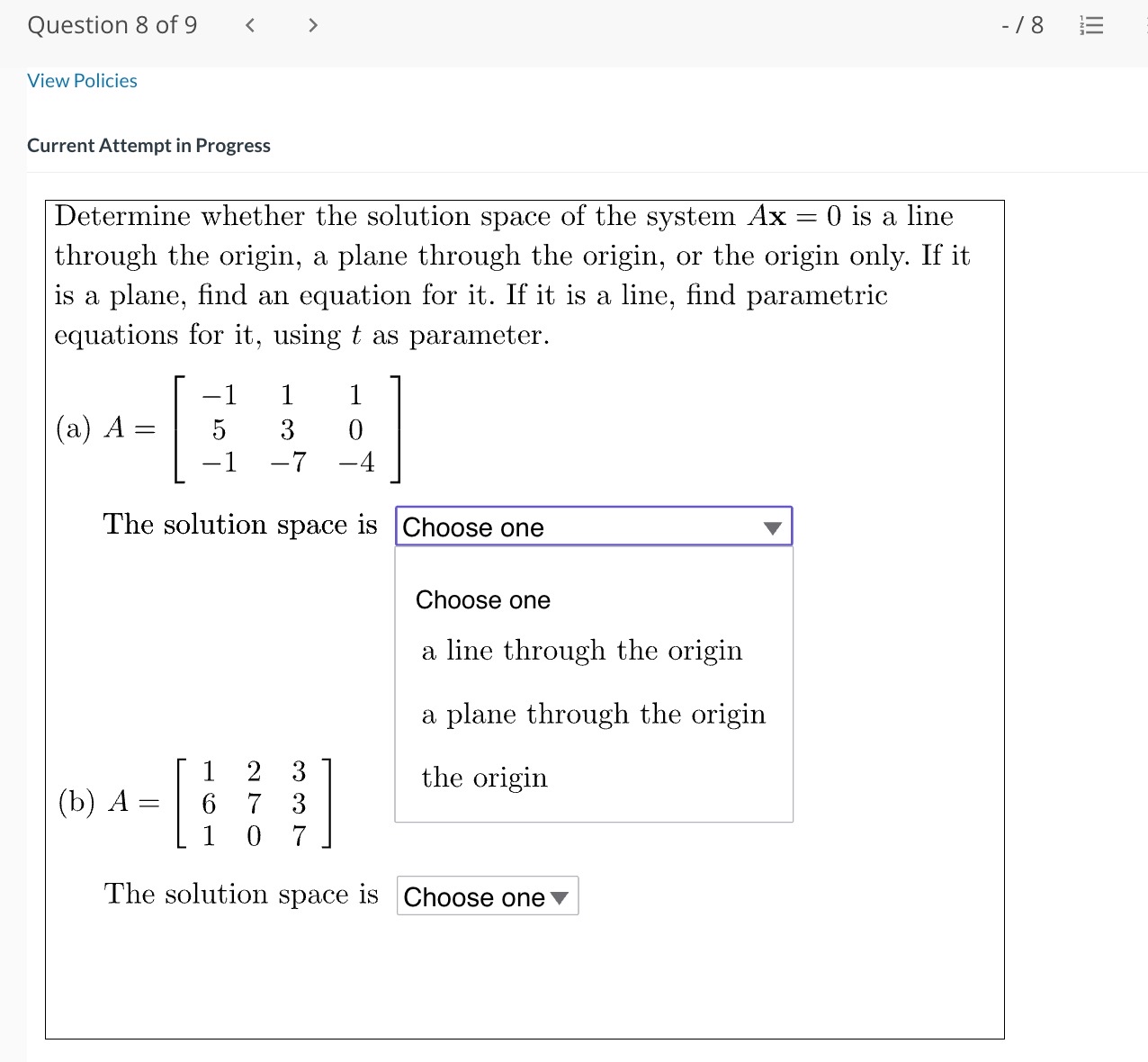 Question 8 ﻿of 9-8View PoliciesCurrent Attempt in | Chegg.com