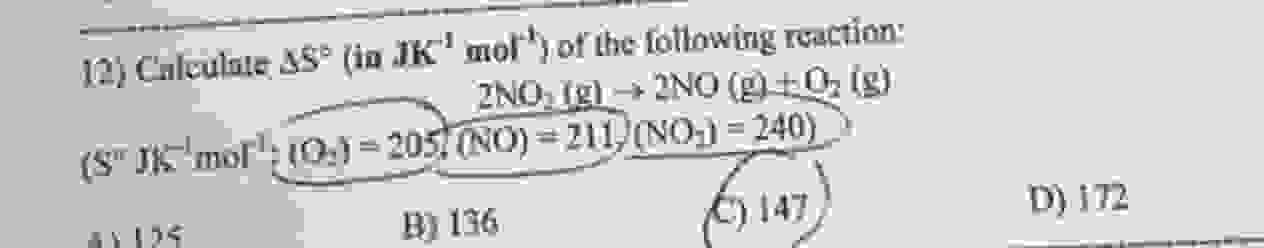 Solved Calculale ΔS3 (in JK-1 ﻿molth of the tothowing | Chegg.com
