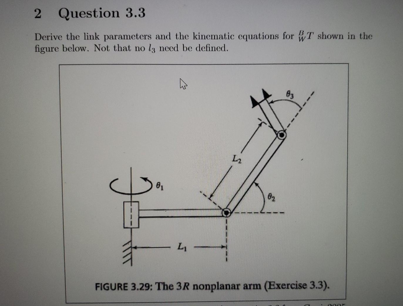 Solved Derive the link parameters and the kinematic | Chegg.com