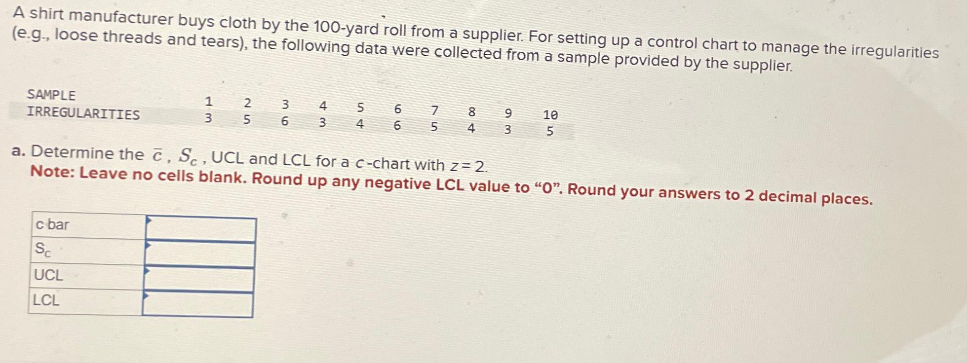 Solved A shirt manufacturer buys cloth by the 100 -yard roll | Chegg.com