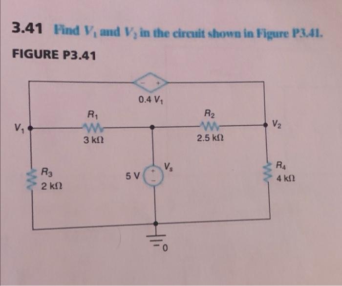 Solved 3.41 Find V, and V, in the circuit shown in Figure | Chegg.com