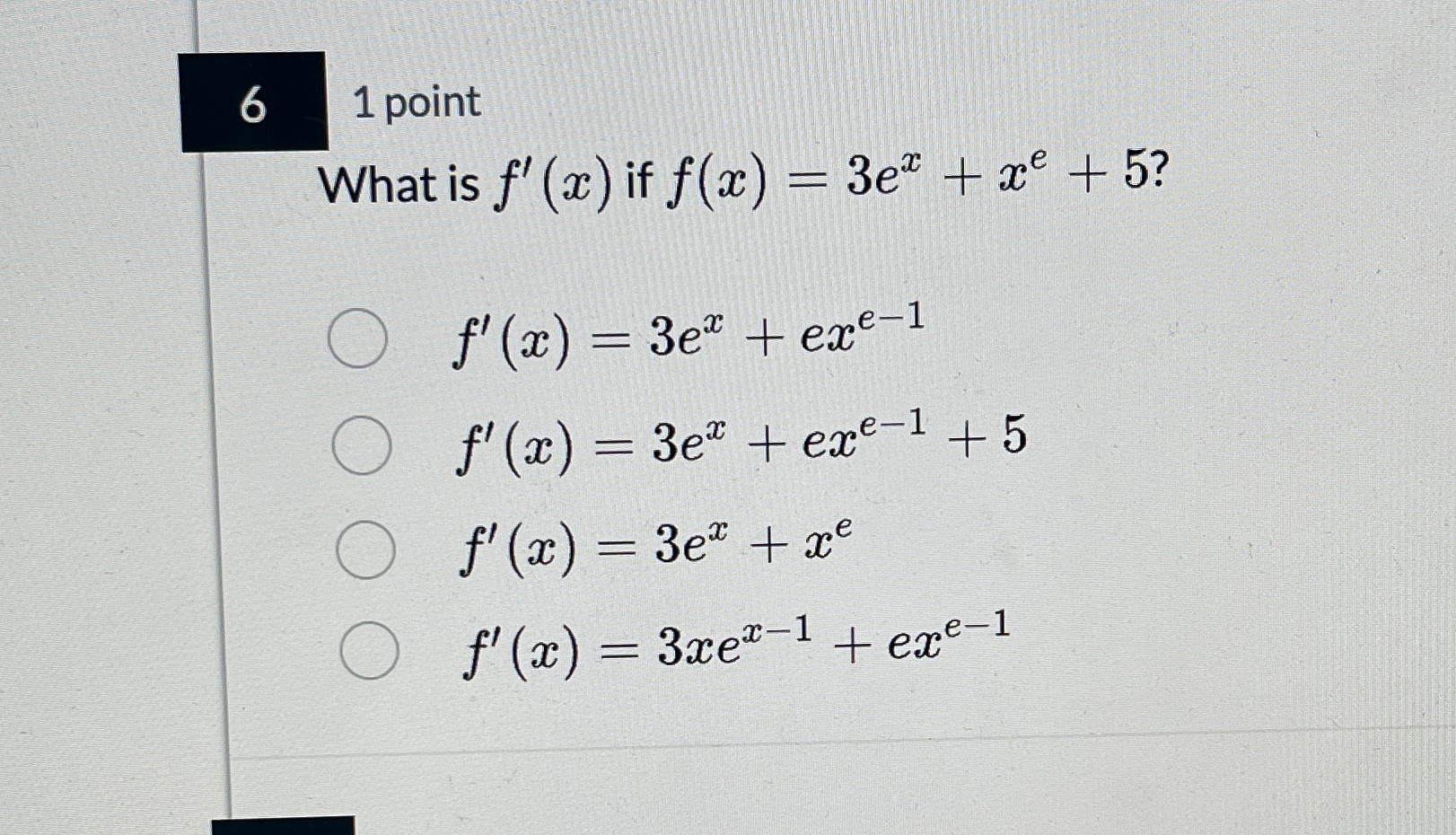 Solved 6 1 ﻿pointWhat is f'(x) ﻿if | Chegg.com