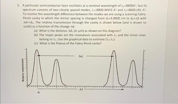 Solved 3. A particular semiconductor laser oscillates at a | Chegg.com