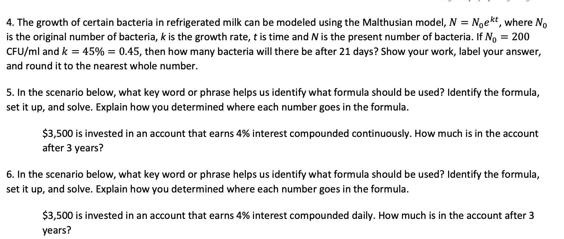 Solved The growth of certain bacteria in refrigerated milk | Chegg.com