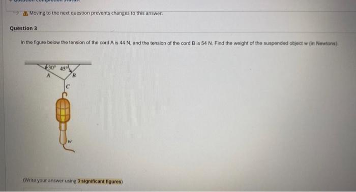Solved In the figure below the tension of the cord A is 44 | Chegg.com
