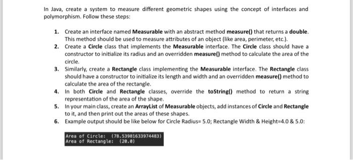 Solved Java In Java Create A System To Measure Differen