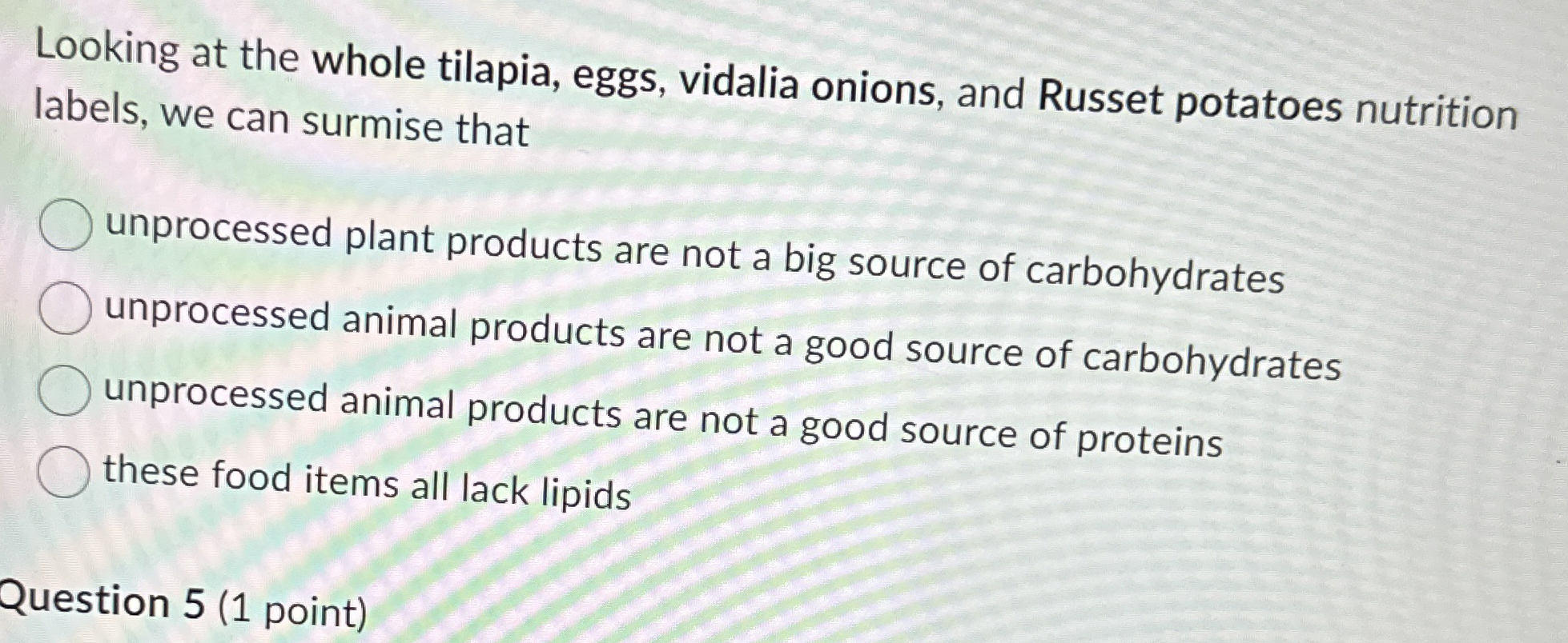 Solved Looking at the whole tilapia, eggs, vidalia onions, | Chegg.com