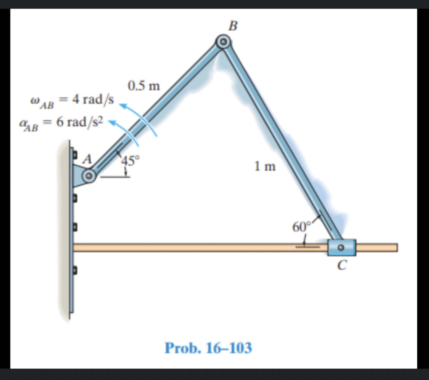 Solved Prob. 16-103. ﻿Find Velocity Vector of slider C. | Chegg.com