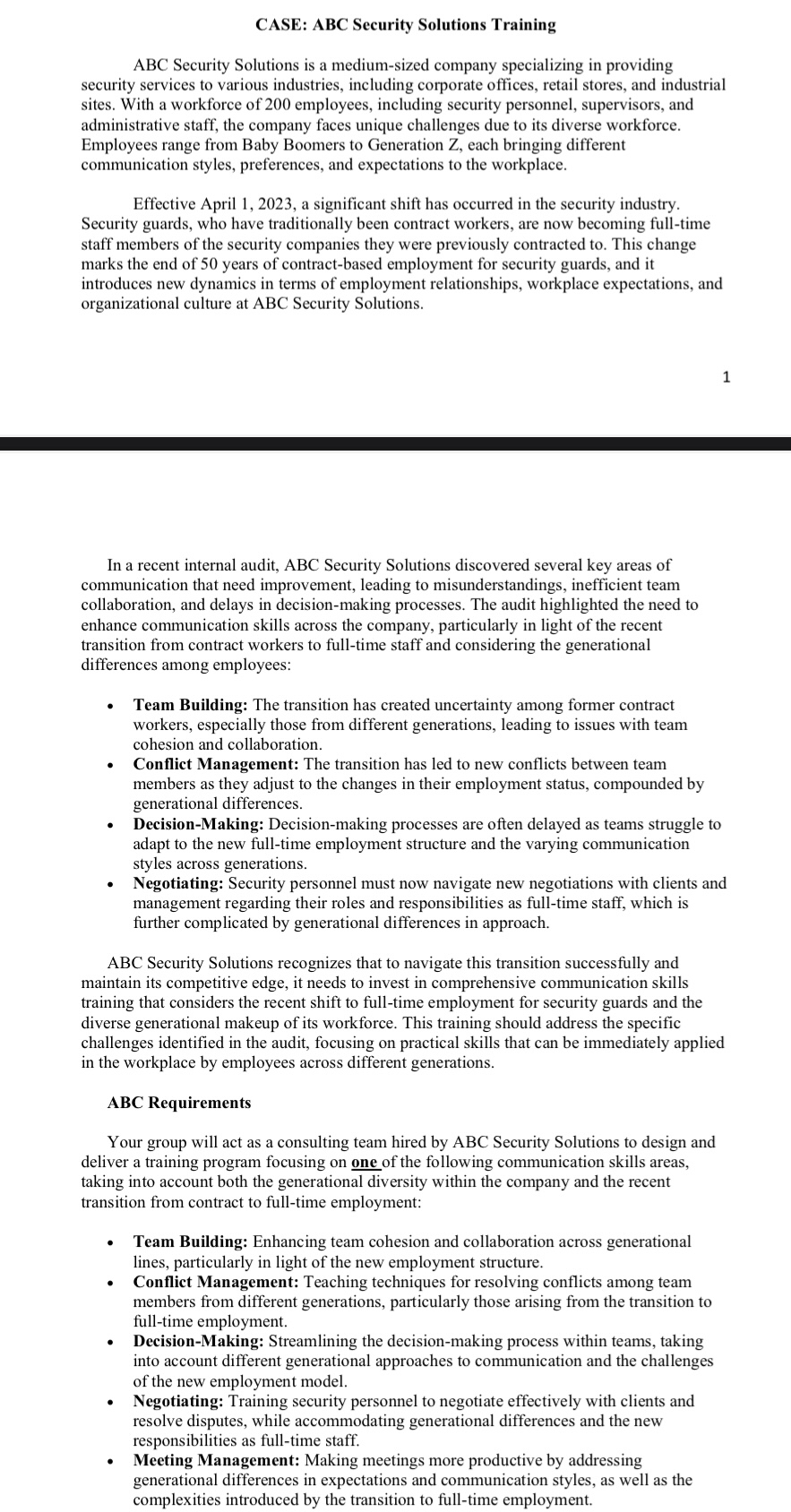 Solved CASE: ABC Security Solutions TrainingABC Security | Chegg.com