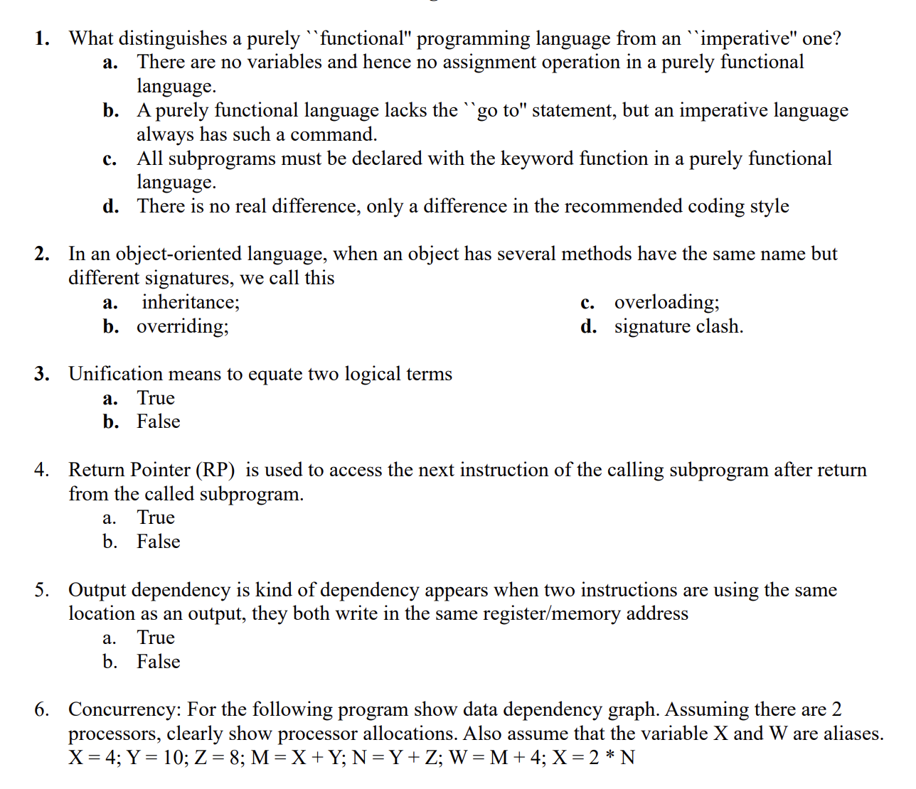 Solved What distinguishes a purely "functional" programming | Chegg.com