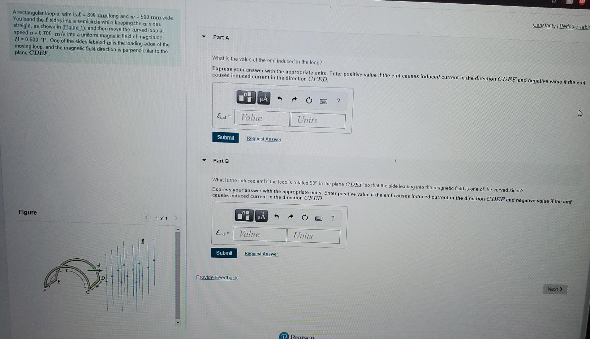 Solved Constants Periodic Table A rectangular loop of wire | Chegg.com