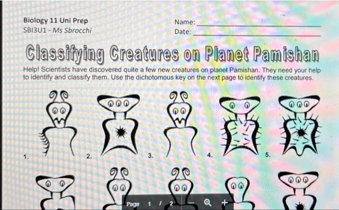 Biology 11 Uni Prep SBI301 - Ms Sbrocchi Name: Date: | Chegg.com