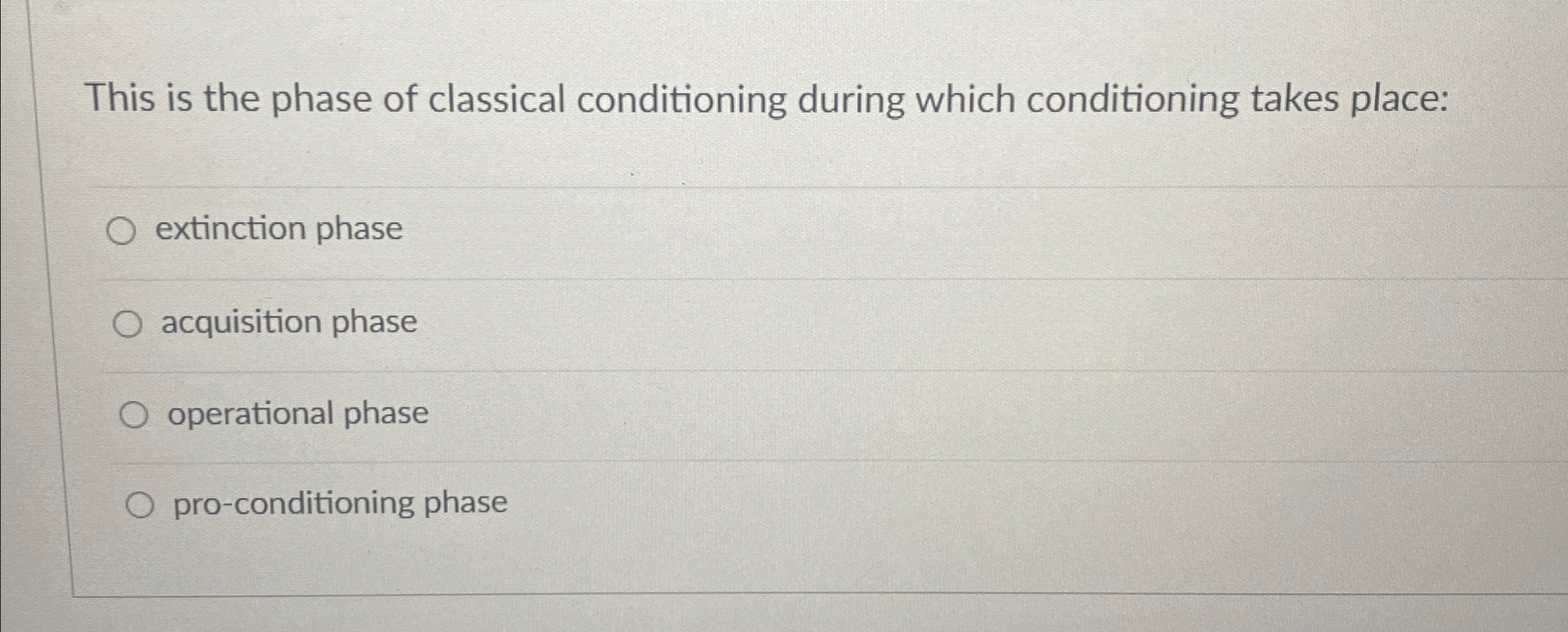 Solved This is the phase of classical conditioning during | Chegg.com