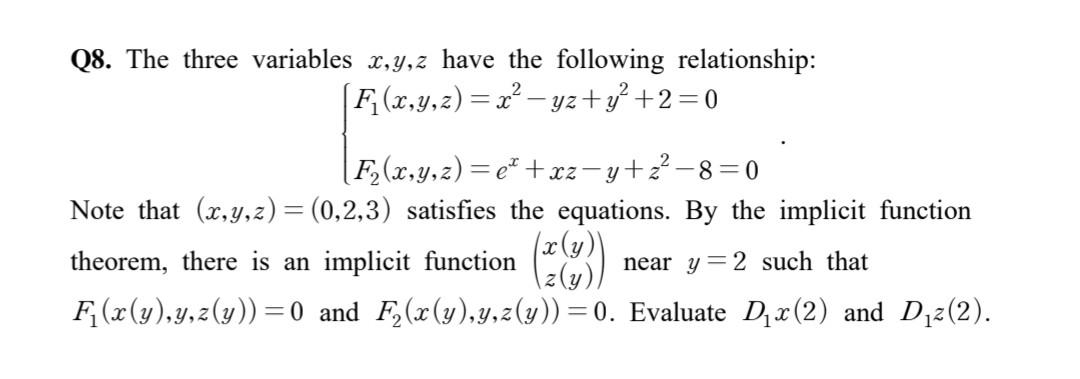 Solved Q8. The three variables x,y,z have the following | Chegg.com