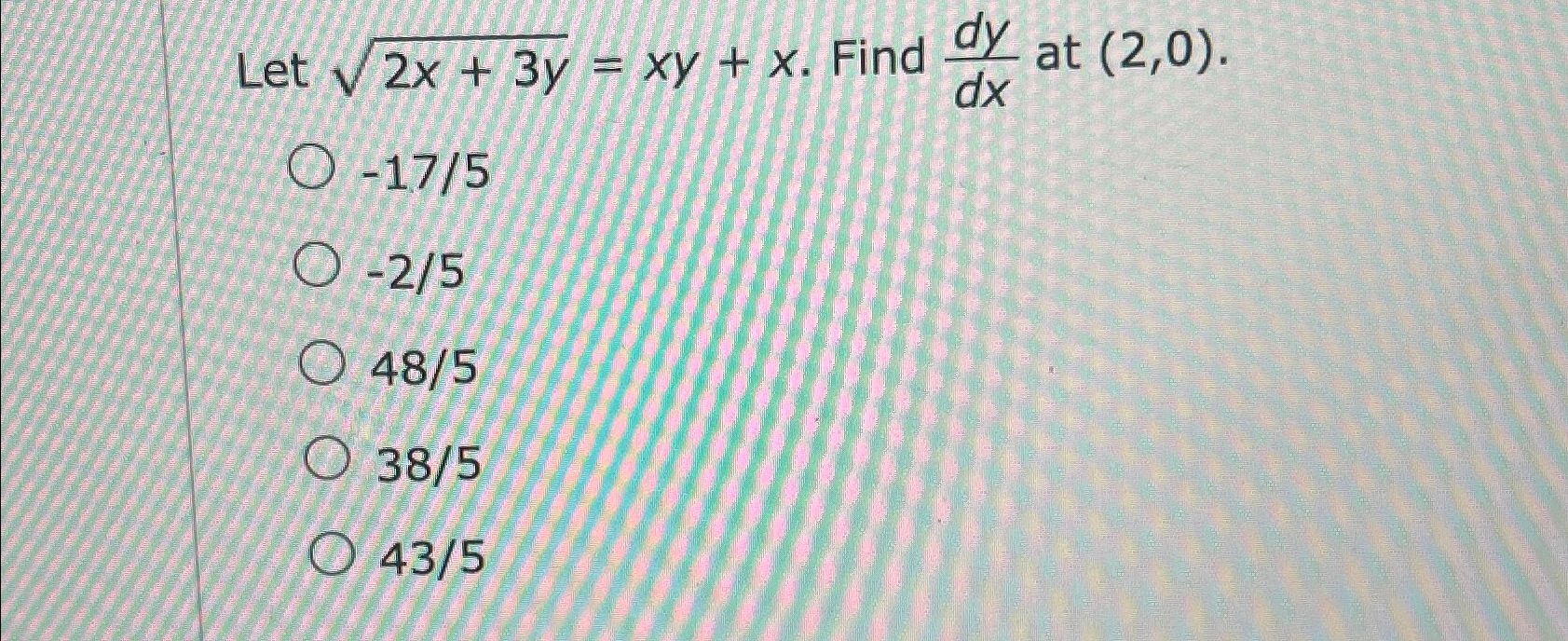 Solved Let 2x+3y2=xy+x. ﻿Find dydx ﻿at | Chegg.com