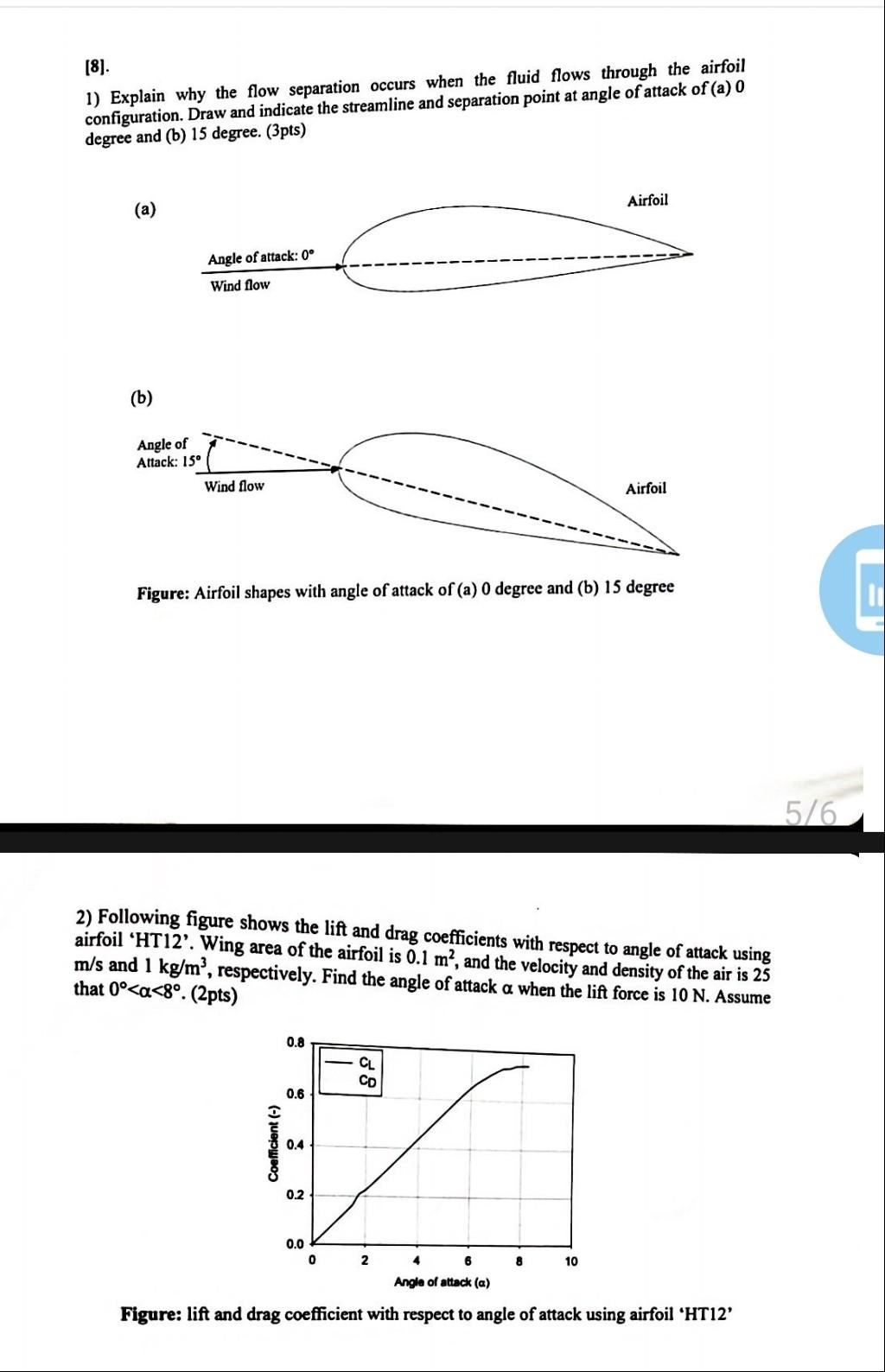 Solved [8]. 1) Explain why the flow separation occurs when | Chegg.com