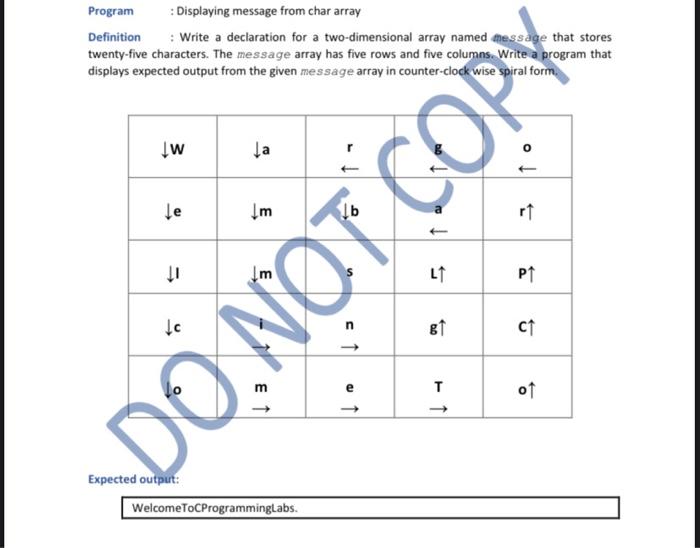 Solved Program : Displaying message from char array | Chegg.com