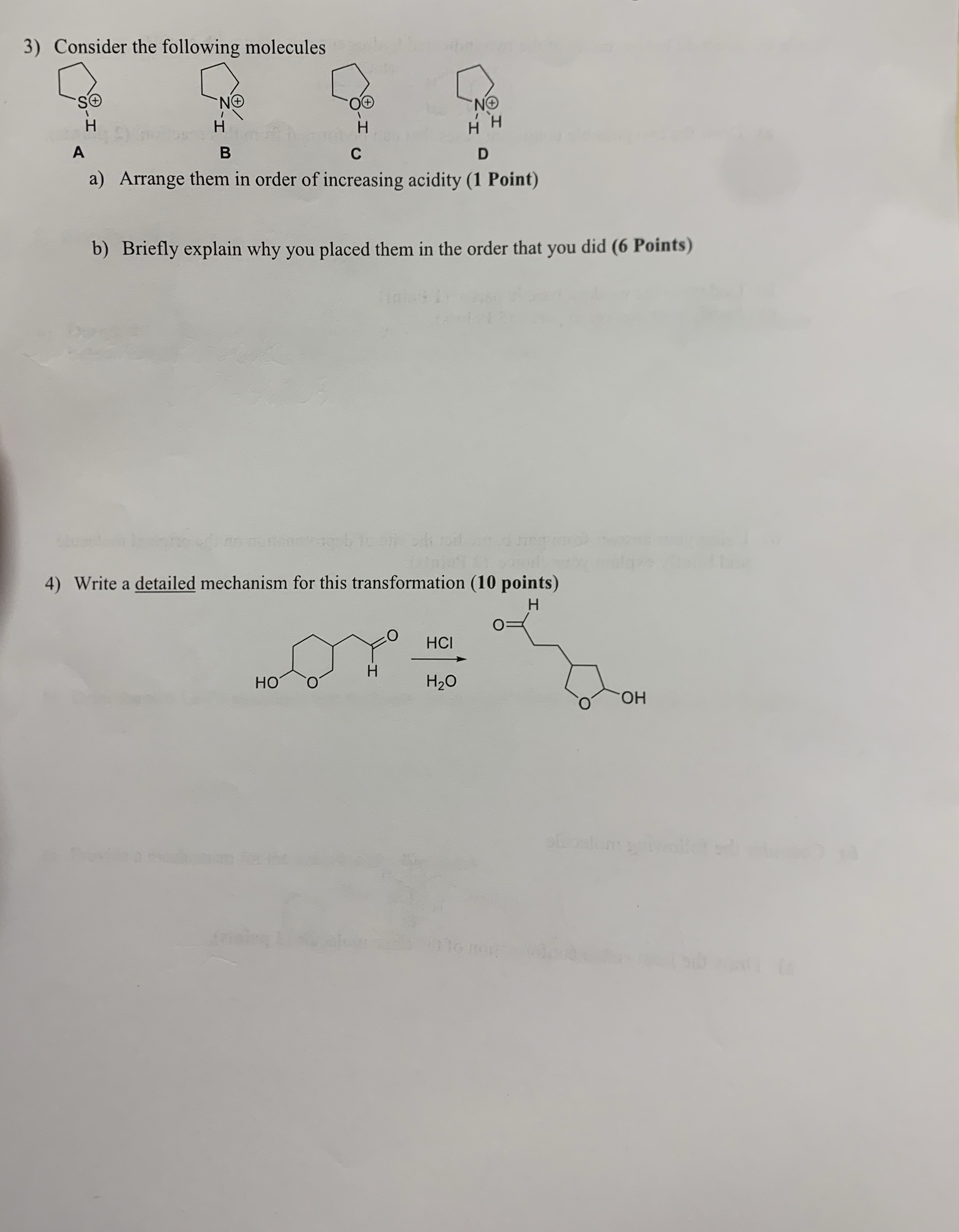 Solved a) ﻿Arrange them in order of increasing acidity (1 | Chegg.com