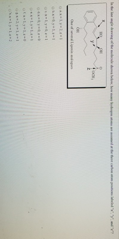 Solved In the line angle drawing of the molecule shown | Chegg.com