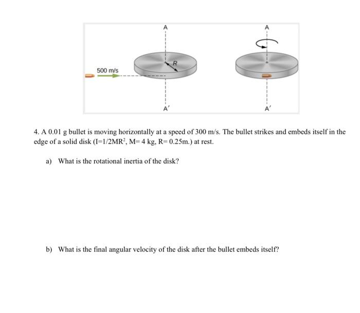 4. A 0.01 g bullet is moving horizontally at a speed | Chegg.com