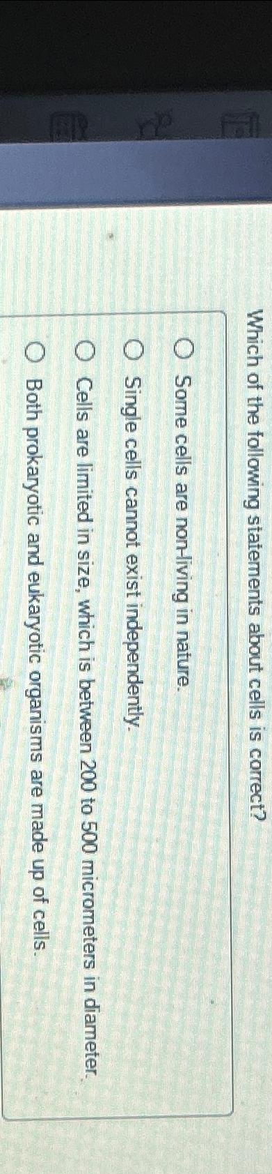 Solved Which of the following statements about cells is | Chegg.com